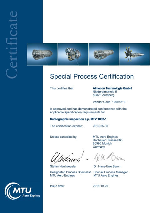 Zertifikate - ALMECON Technologie GmbH