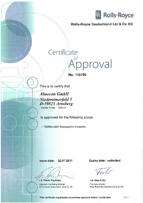 Zertifikate - ALMECON Technologie GmbH