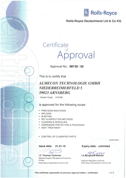 Certificates - ALMECON Technologie GmbH